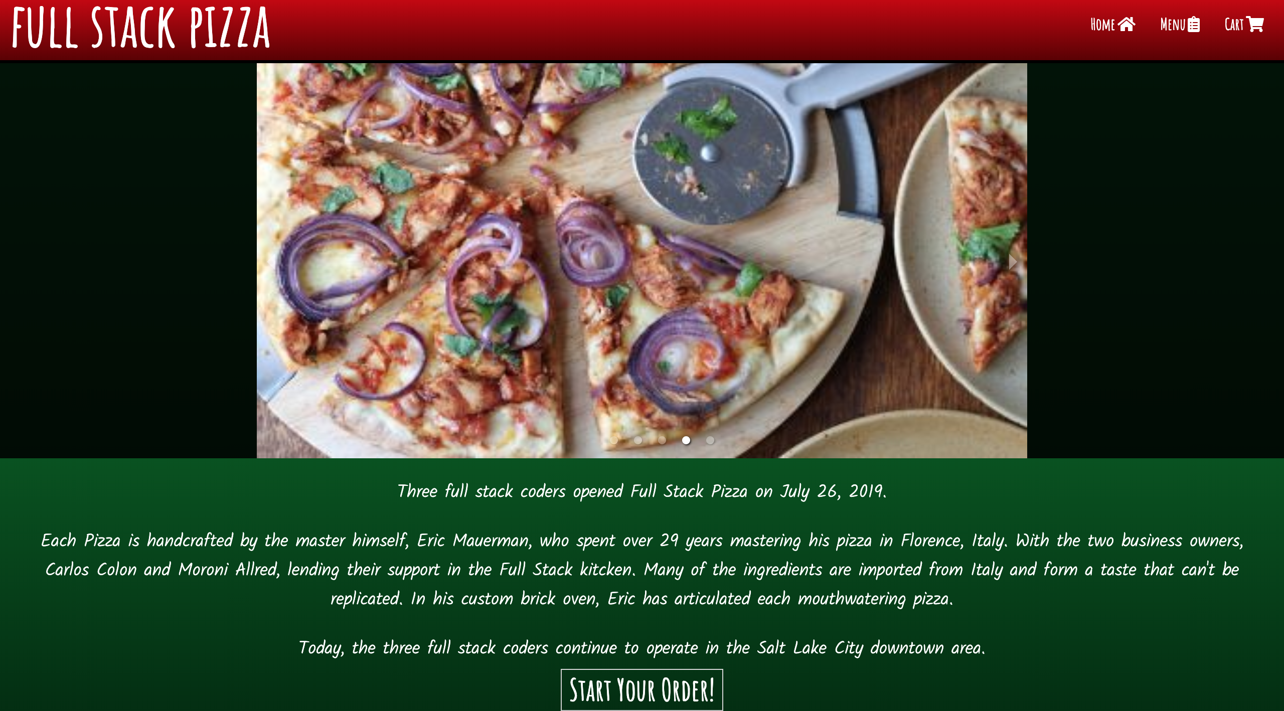 Full Stack Pizza Portfolio